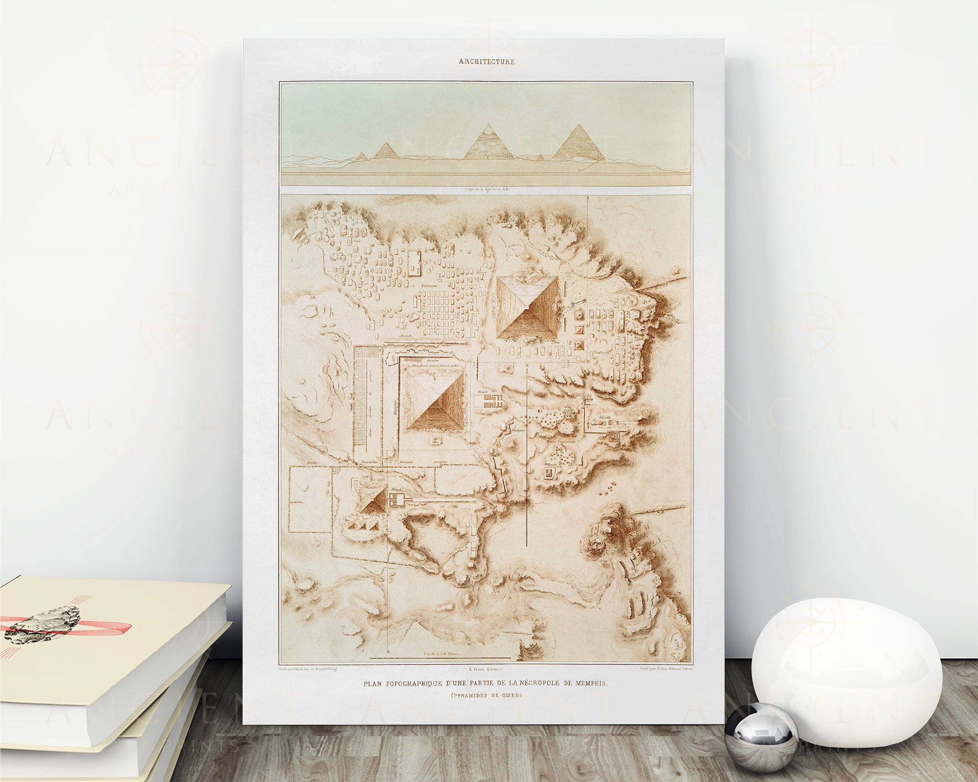 Topographical Map: Pyramids of Giza Framed Print, Canvas, Poster ...
